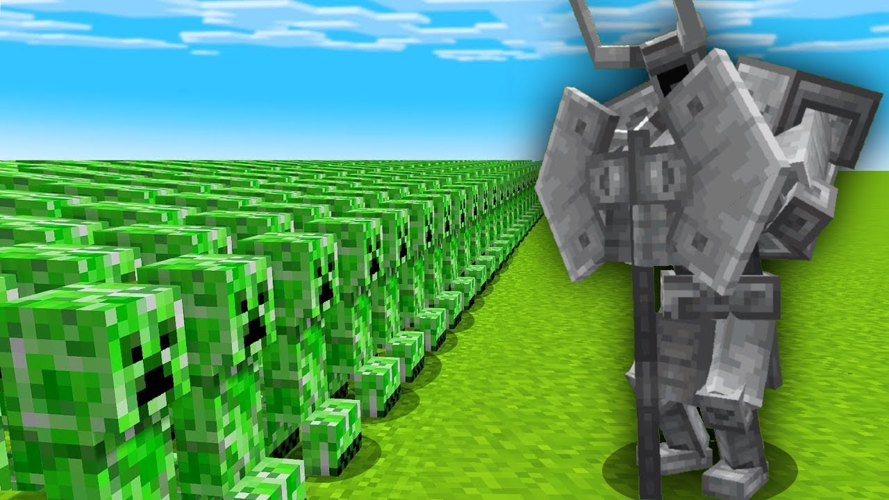 100 CREEPERS vs OP IRON SOLDIER (Minecraft Mob Battle) - YouTube