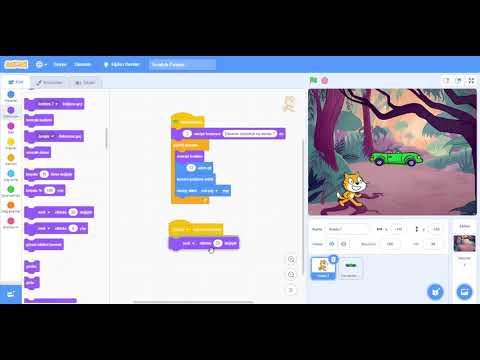 scratch programında müzik eşliğinde dans eden kedi uygulaması