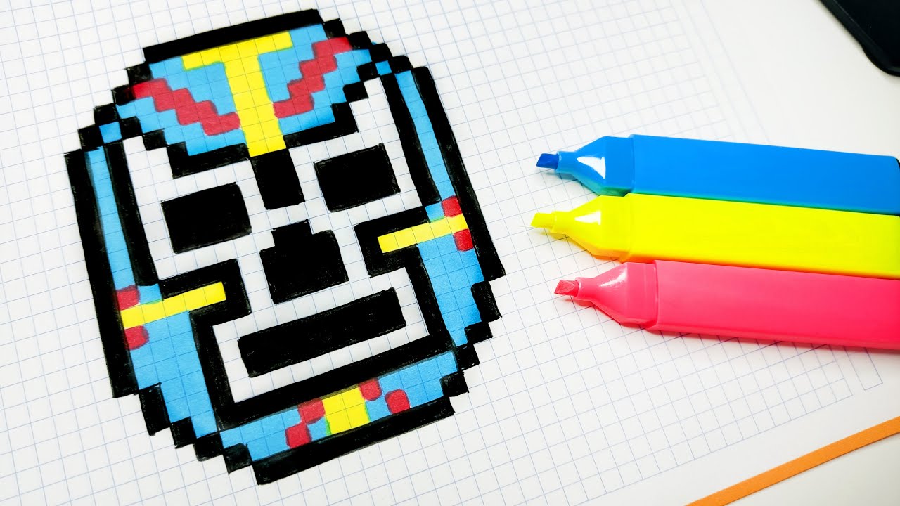 Handmade Pixel Art - How to draw a Mexican wrestler mask #pixelart ...