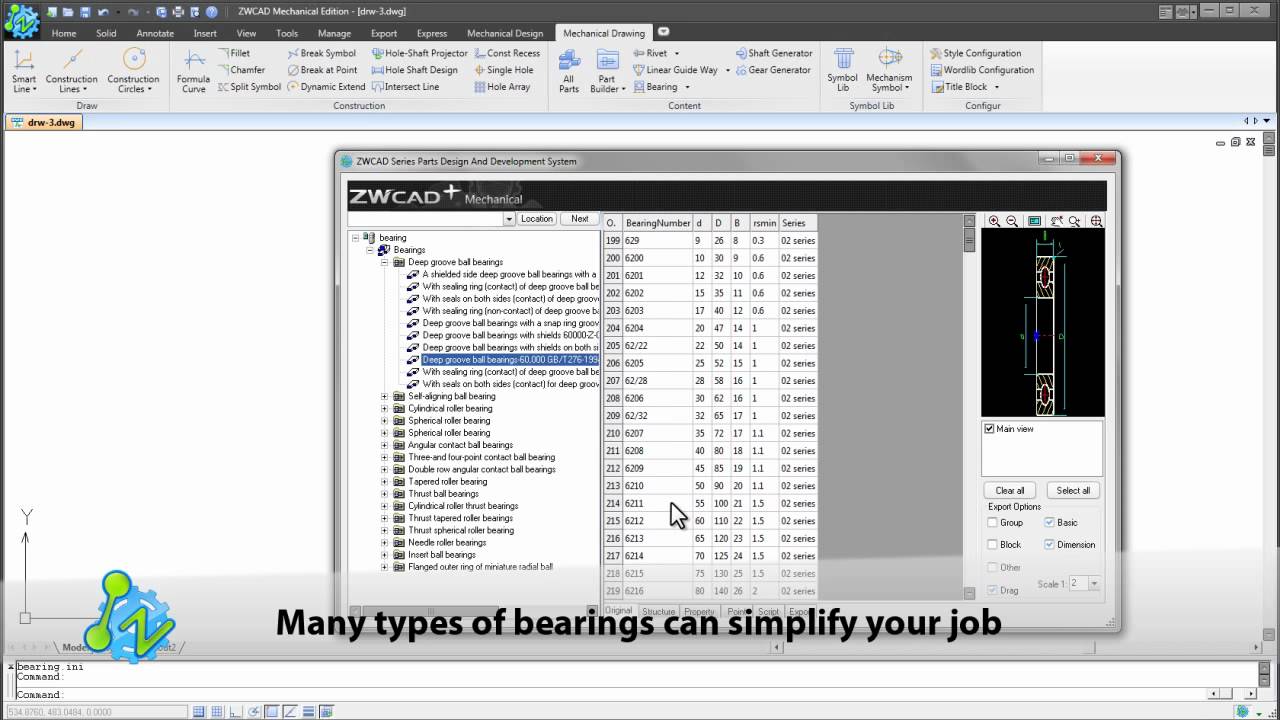 Part Library and Mechanism Generator in ZWCAD Mechanical - YouTube