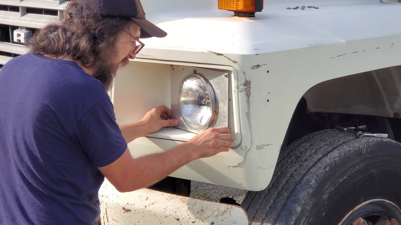 Round Headlight Conversion. Ford Medium Duty F-Series. How To ...