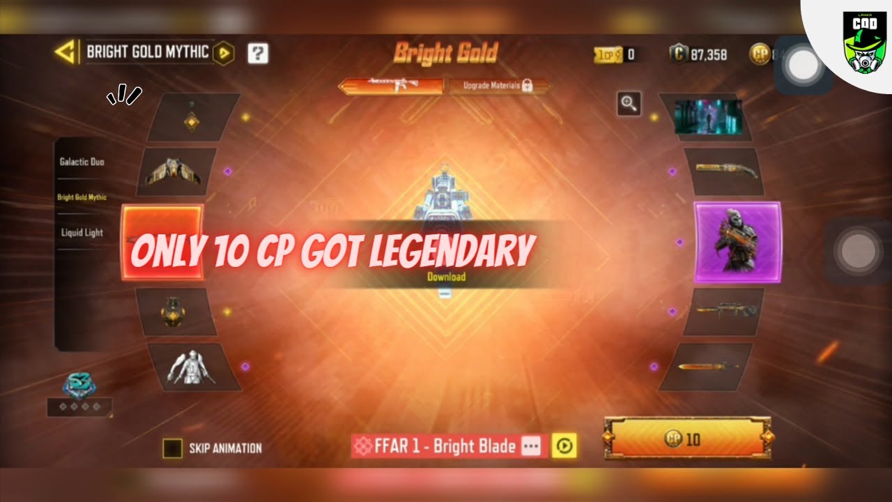 😍Only 10 CP😍 got bright gold mythic drop legendary item in cod mobile ...