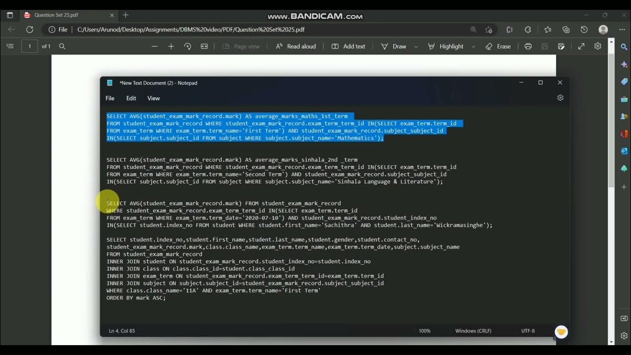 Data Base Task 25 1st Year Java Institute For Advanced Technology Youtube