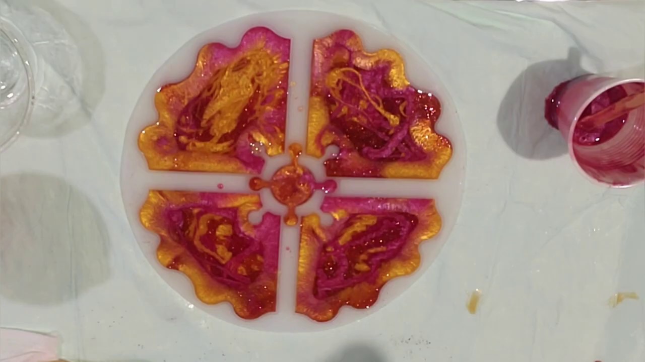 Having Fun with My New Interlocking Coaster Mold! Gorgeous Red and Gold ...