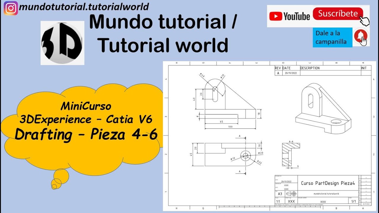 Catia-3DExperience. Mini Curso Part Drafting. Pieza 4-6 2D - YouTube
