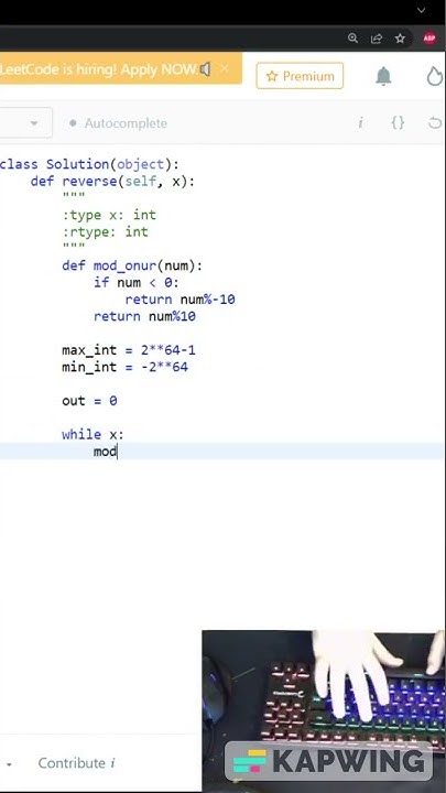 Leetcode 7 Reverse Integer Python Leetcode Python Pythonprogramming Shorts Code Iamonur