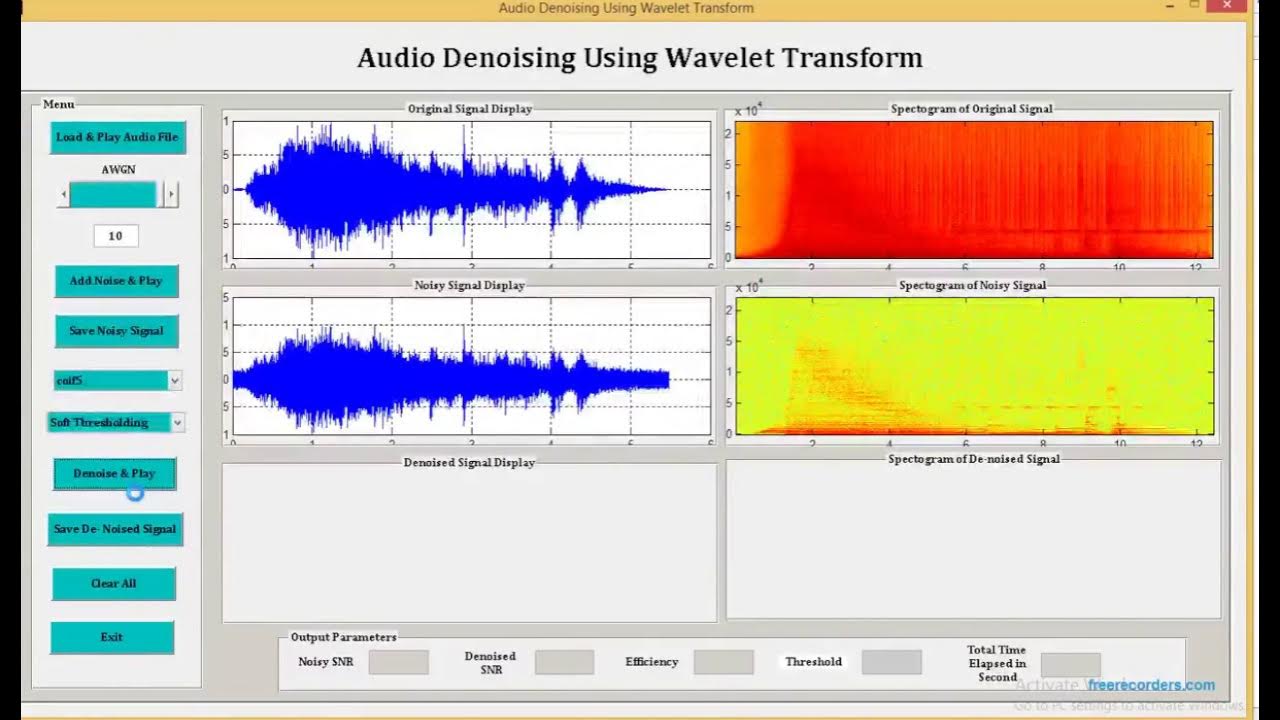 Audio Denoising using soft and hard threshold matlab project source code - YouTube