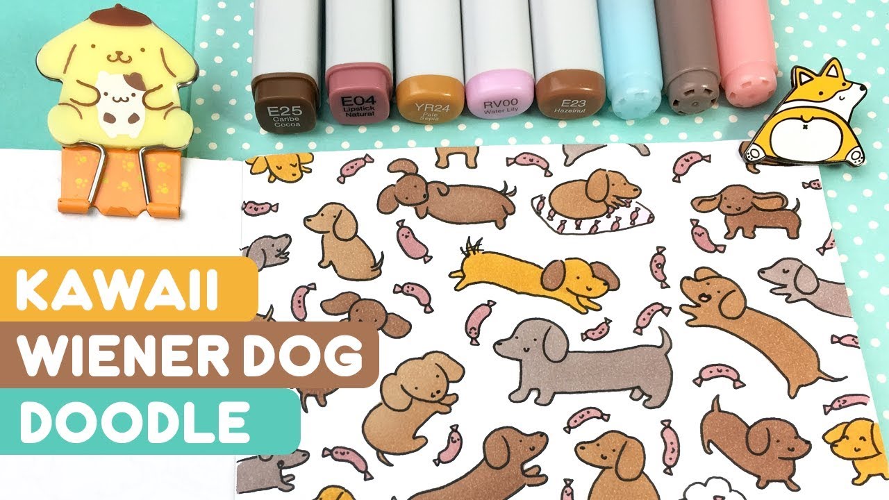 Kawaii Wiener Dog Doodle ~ KiraKiraDoodles - YouTube