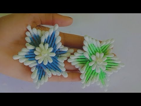 cotton ear buds flower/cotton buds craft ideas #creative #satisfying ...