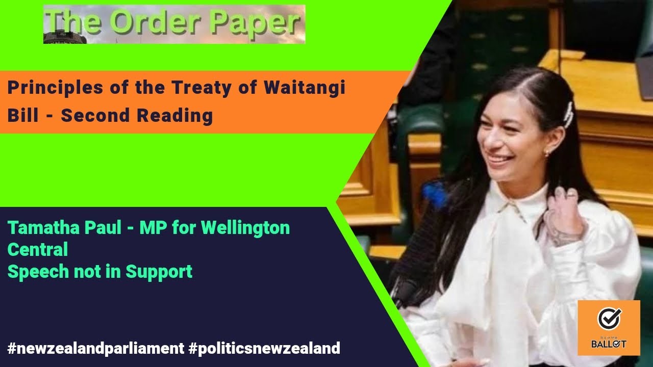 Tamatha Paul Principles of the Treaty of Waitangi Bill - Second Reading ...