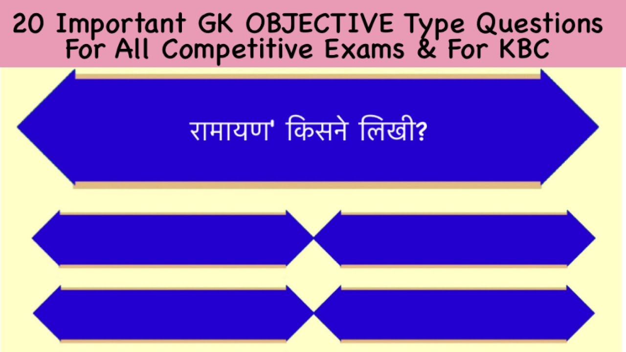 Set 23 - 20 Important GK Questions (Objective Type) for competitive ...