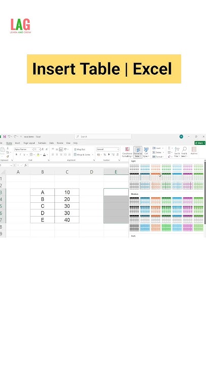 Insert Table | Excel - YouTube