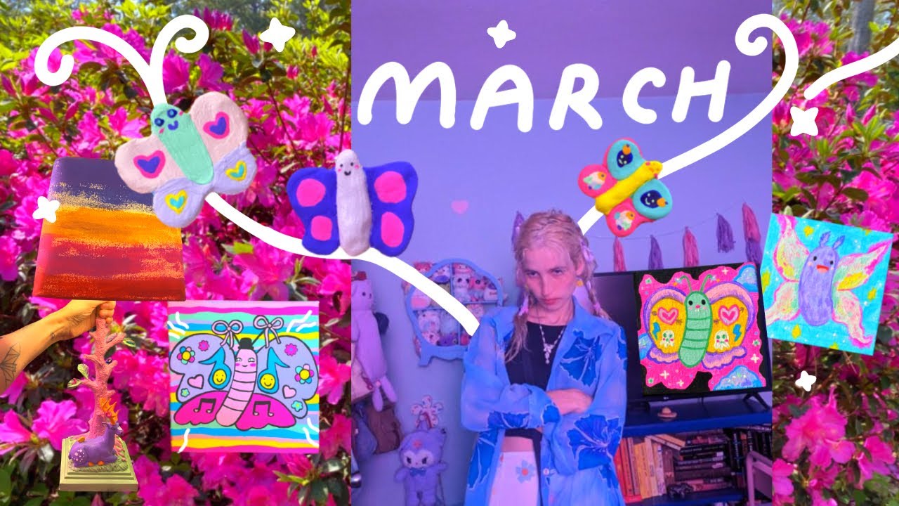march artist vlog ʚїɞ painting canvases, clay, and a lamp ʚїɞ - YouTube
