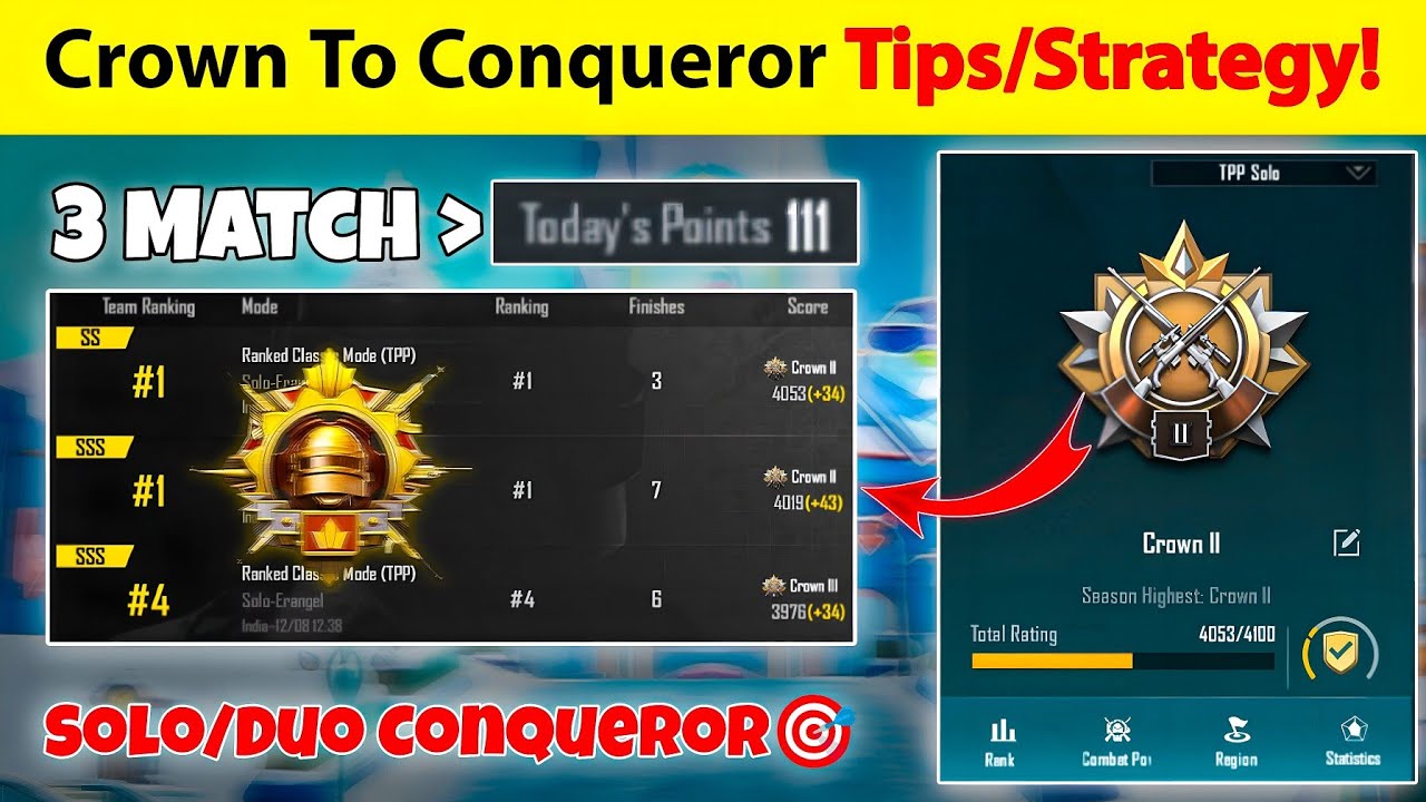 Crown To Conqueror Tips/Strategy! | Solo Conqueror Push C9S26 - YouTube
