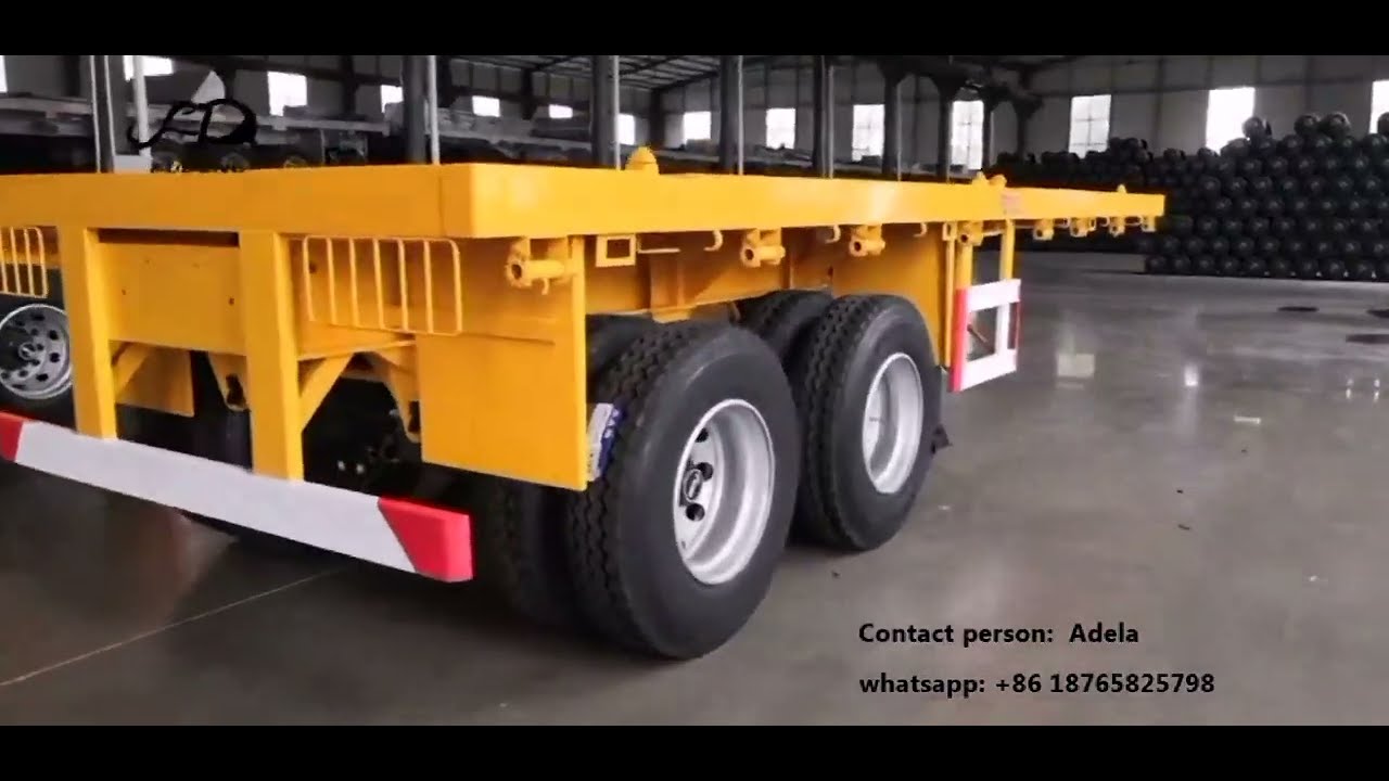 Factory sales 2 axles flatbed semi trailer 20ft pan trailer container ...