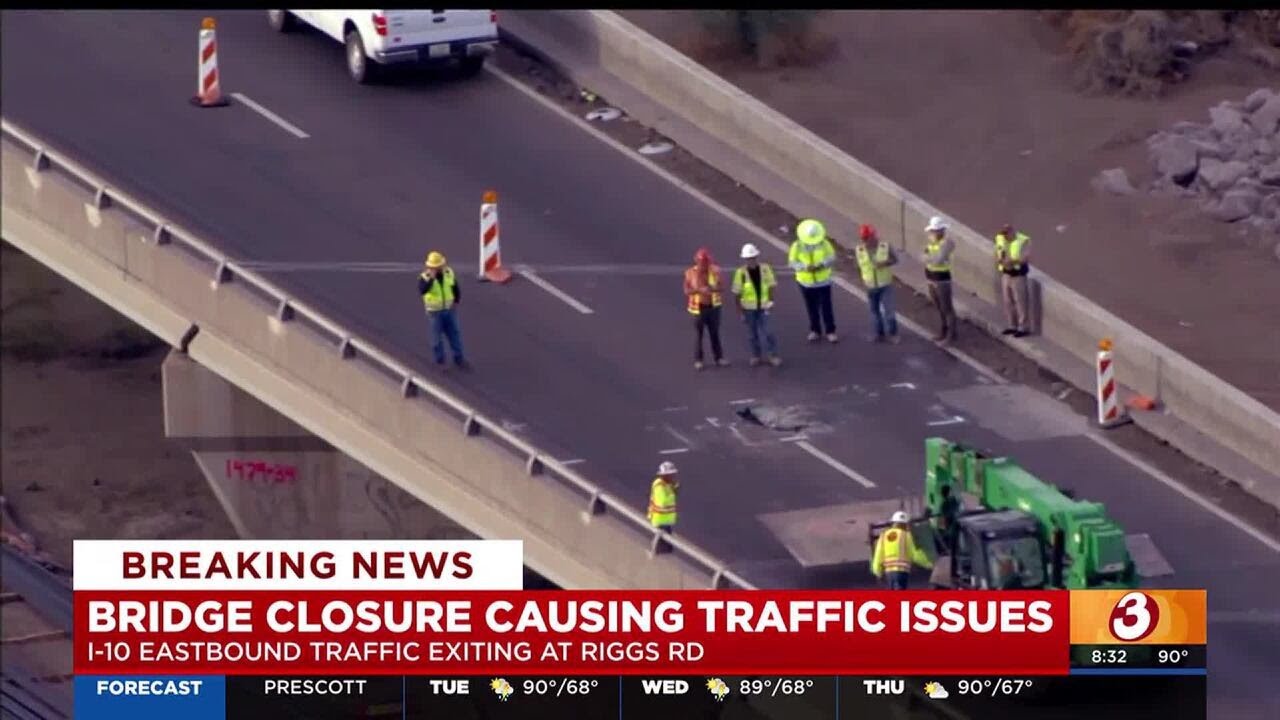 Gila River Bridge closure on I-10 eastbound causes traffic issues - YouTube