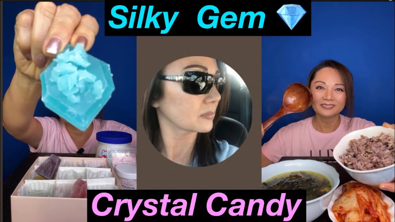 ASMR EATING SILKY GEMS CRYSTAL CANDY AFTER A KOREAN MEAL: SEAWEED SOUP ...