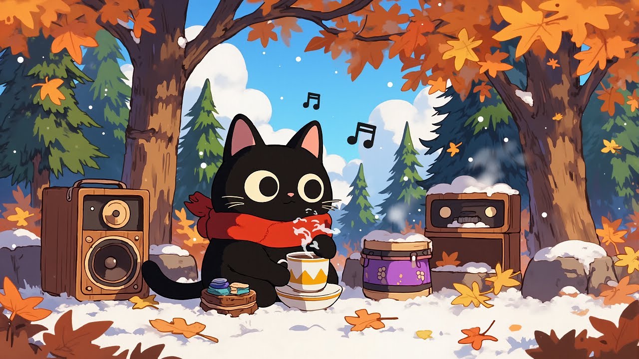 Study With Cats🐈 Cozy Winter Place🎹 Relax / Study / Work [ Lofi Hip Hop ...