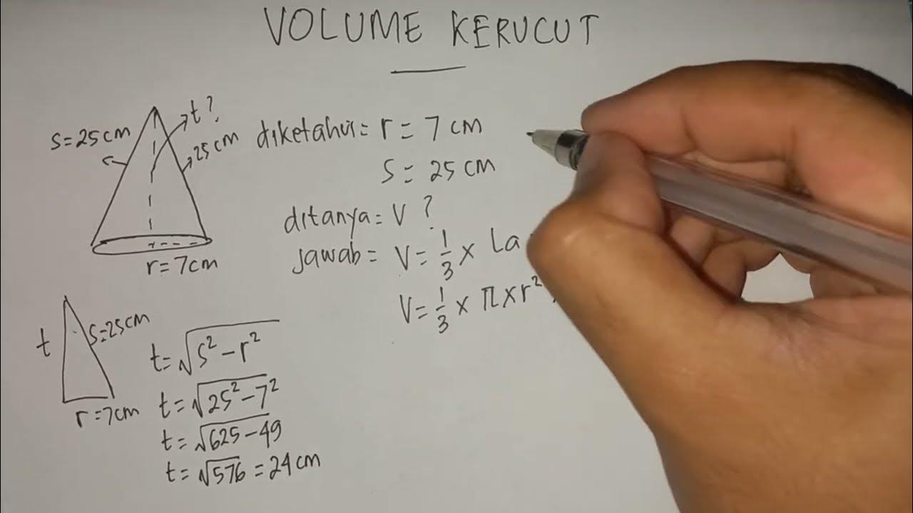 Volume Kerucut dengan Jari Jari 7 cm dan Garis Pelukis 25 cm - YouTube