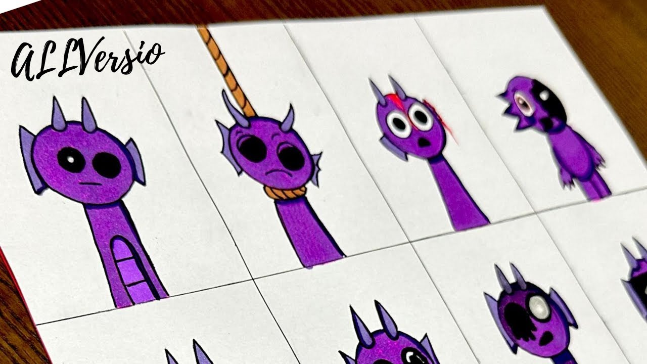 Drawing All Vervions Of Durple Sprunki | How to Draw Durple | From ...