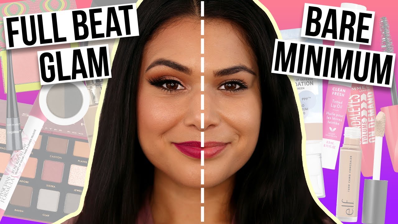 My BUDGET FRIENDLY Bare Minimum Makeup vs. Full Glam Makeup Routine ...