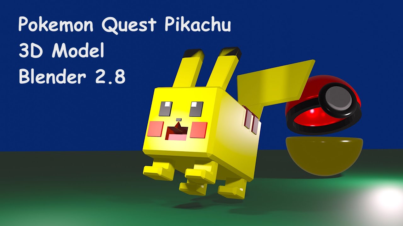 Blender 3D Modeling Pokemon Quest Pikachu (Beginner Skills) Blender 2.8 ...