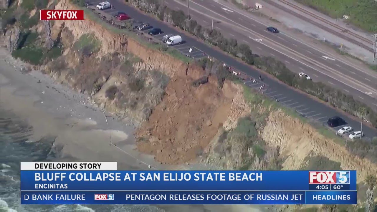 Bluff Collapse At San Elijo State Beach - YouTube
