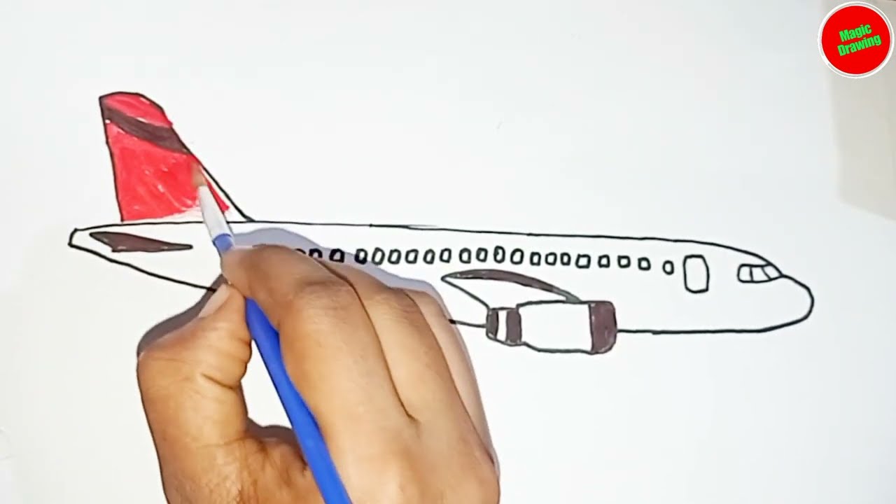 How to draw aeroplane step by step for beginners | aeroplane drawing ...