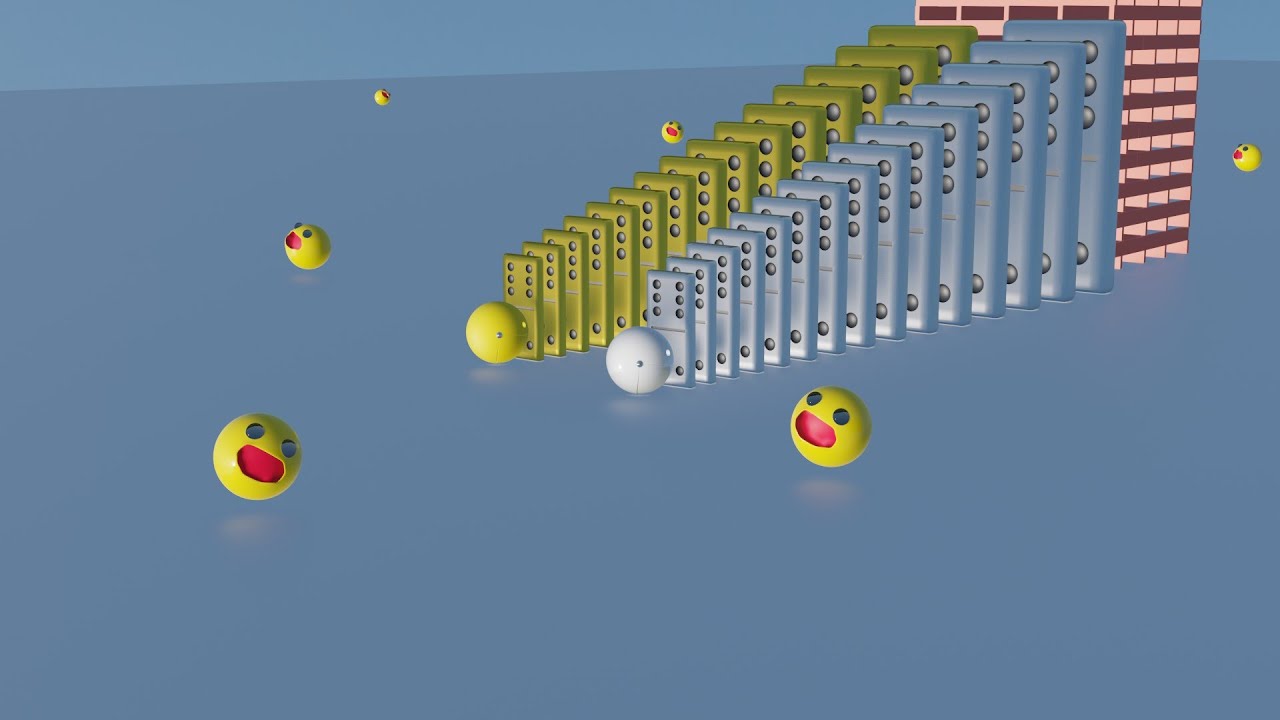 Robot Pacmans vs pacman tower with dominoes - YouTube