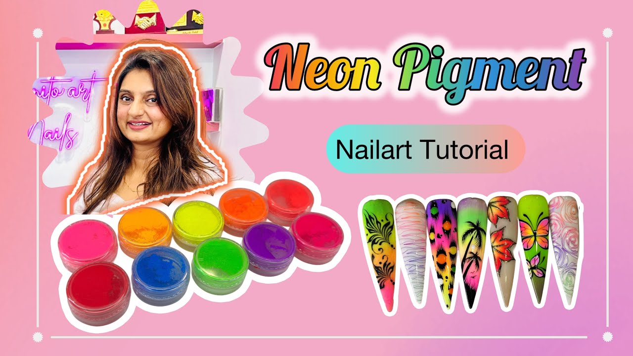 neon pigment nail art | nailart tutorial | neon ombre using pigment ...