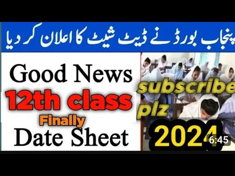 2nd Year Date Sheet 2024 - 12th Class Date Sheet 2024 - Inter Part 2 ...