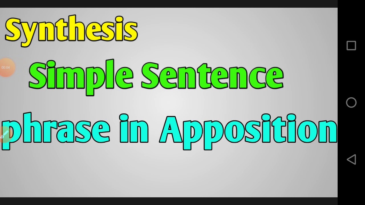 Simple sentence by using phrase in apposition ||| ENGLISH WITH MUKESH ...
