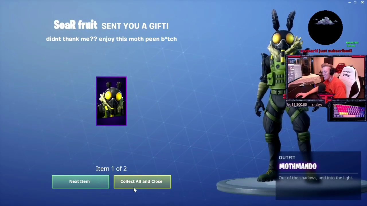 Le regalan la nueva skin a Tfue - Recopilacion de todos los regalos ...