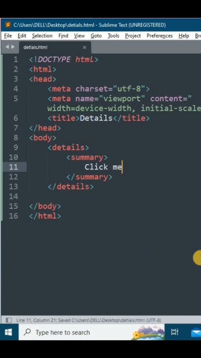 Details and summary tag in html #html - YouTube