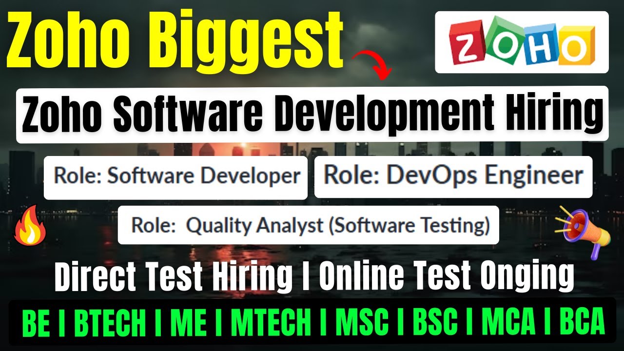 Zoho Biggest Software Development Hiring Announced | 3 Different Hiring | OFF Campus 2025-2020 ...