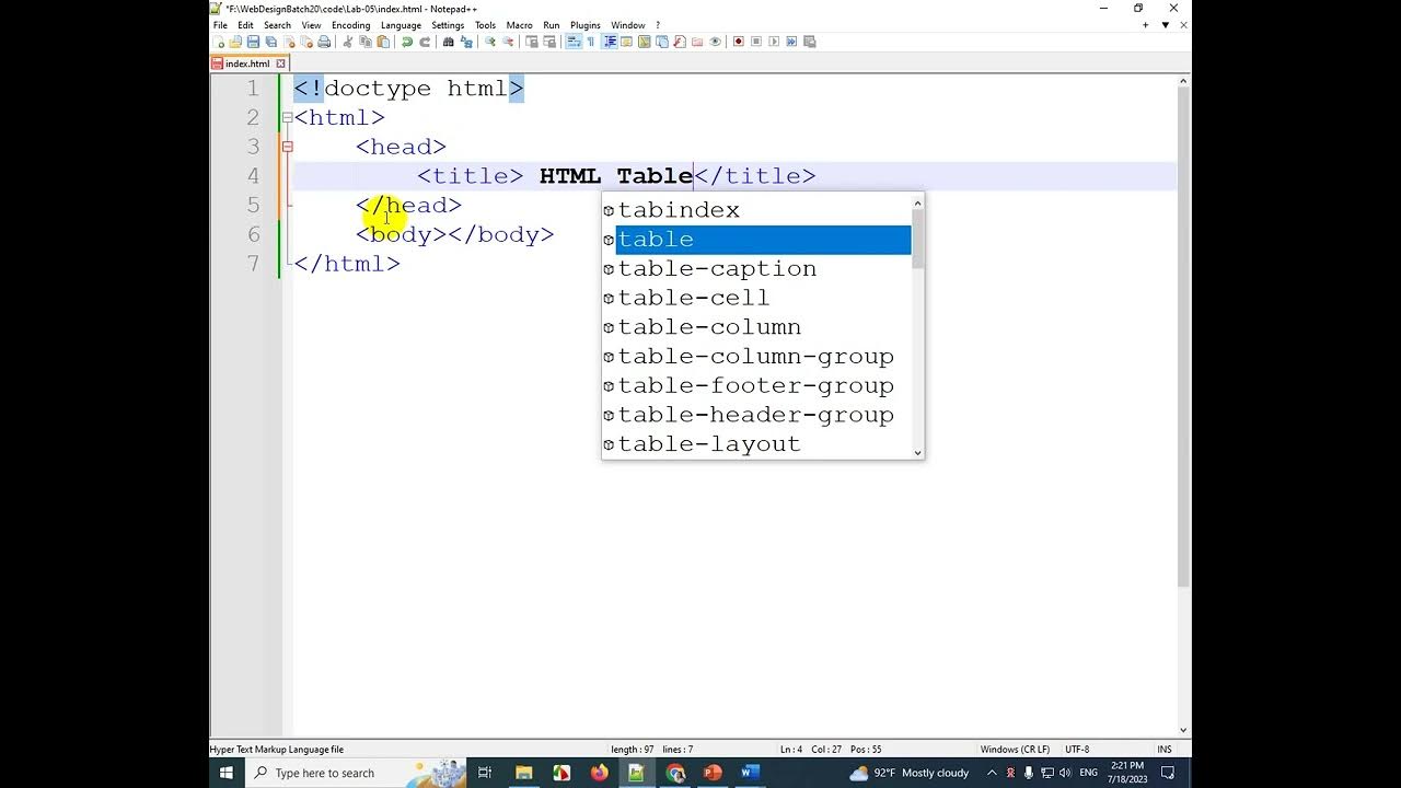 Lab - 05 | HTML Table Layout | Web Design - 19 | 20 - YouTube