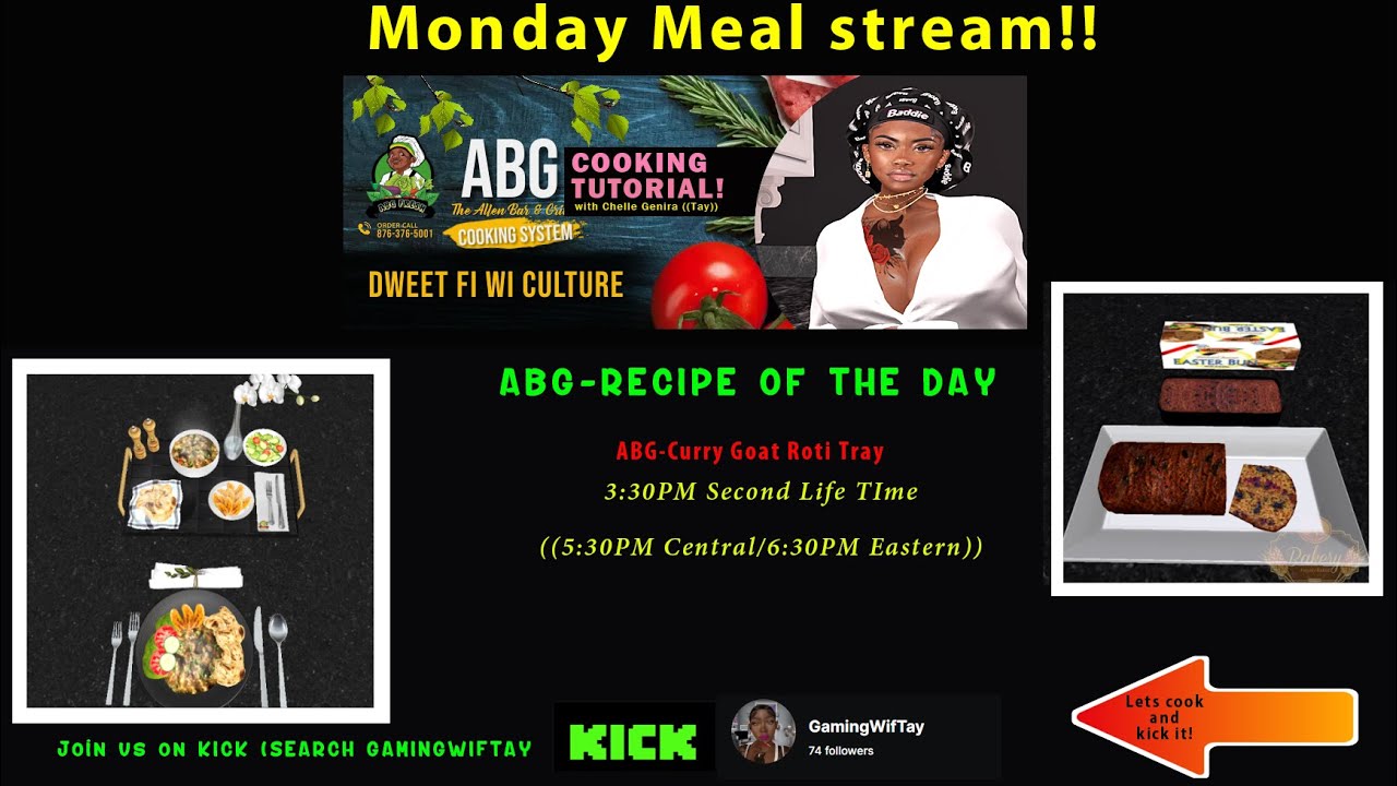 Second Life: ABG 🍖Cook With Me Live🫓 Curry Goat Roti Tray & Bake Easter ...