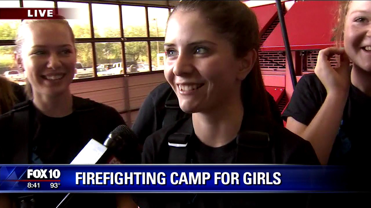 Girls firefighting camp - YouTube