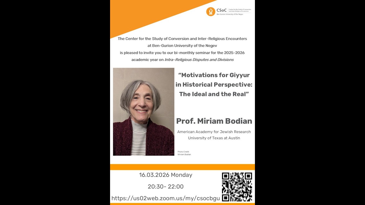 Prof. Miriam Bodian - Motivations for Giyyur in Historical Perspective ...