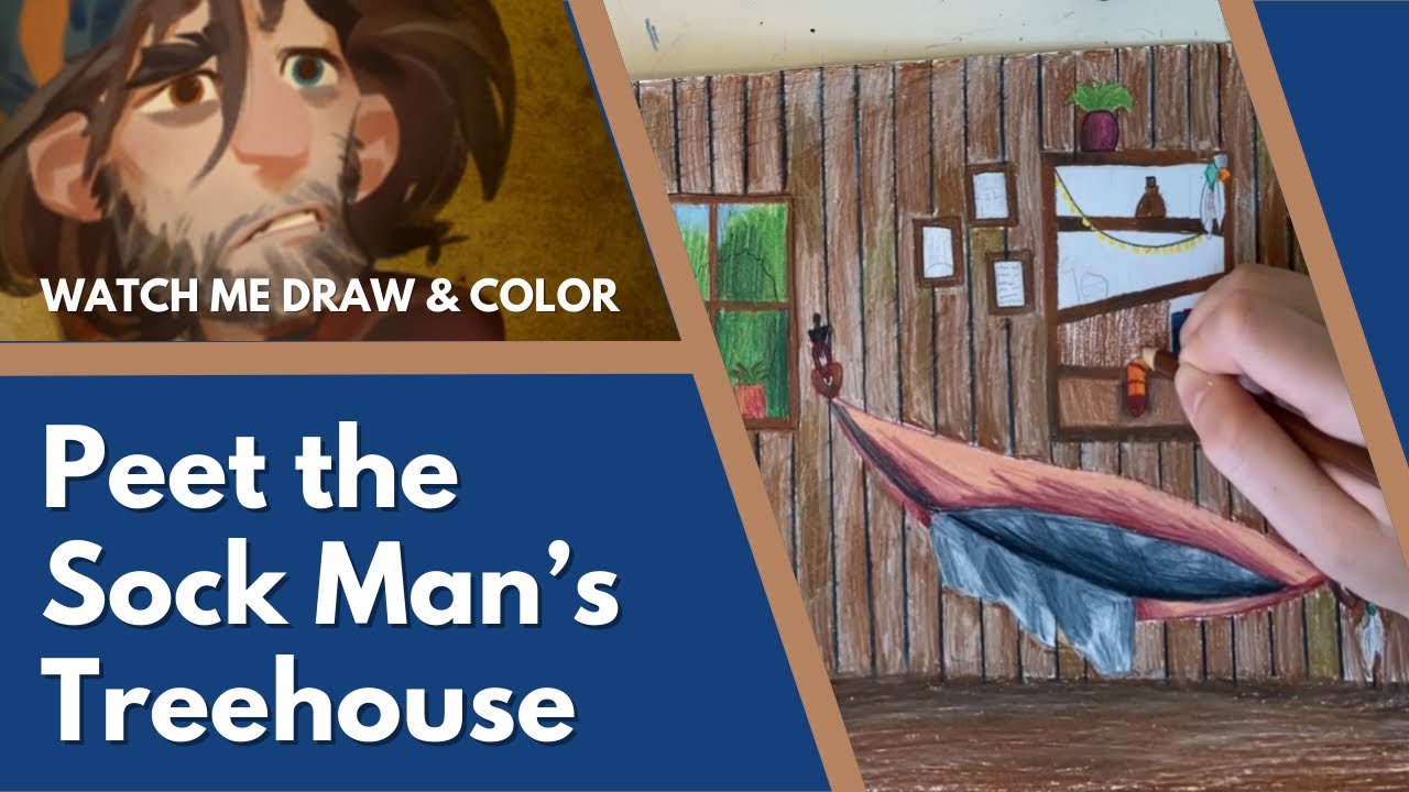 Watch me draw and color Peet the Sock Man’s Treehouse from The ...