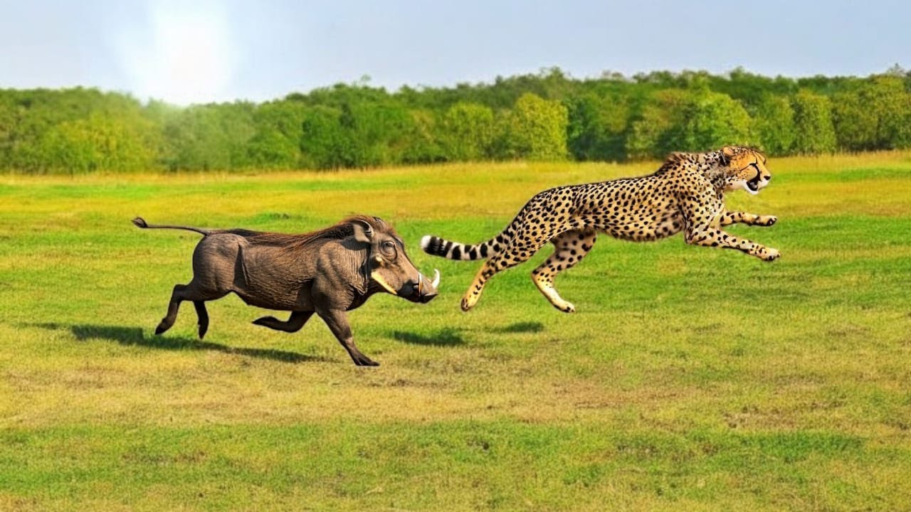 Warthog Bi-Turbo Outraces the Cheetah: A Battle for Survival - YouTube