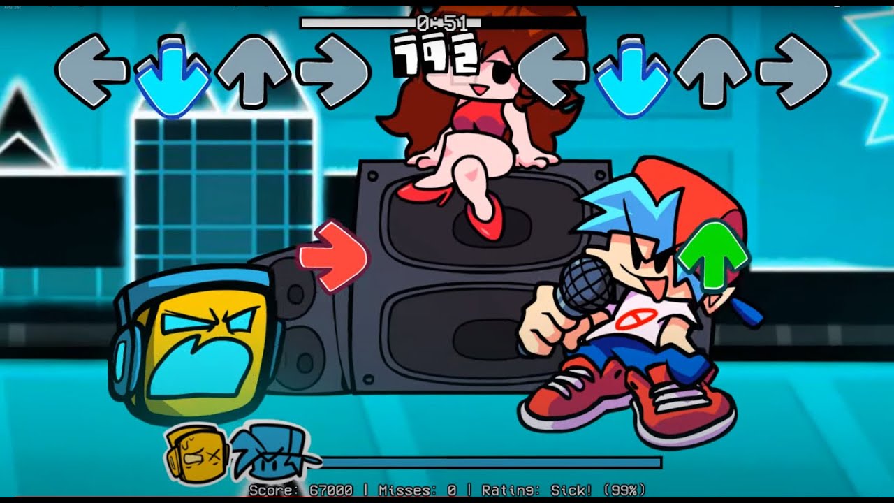 Friday Night Funkin' Vs Geometry Night Dashing FULL WEEK (FNF MOD ...