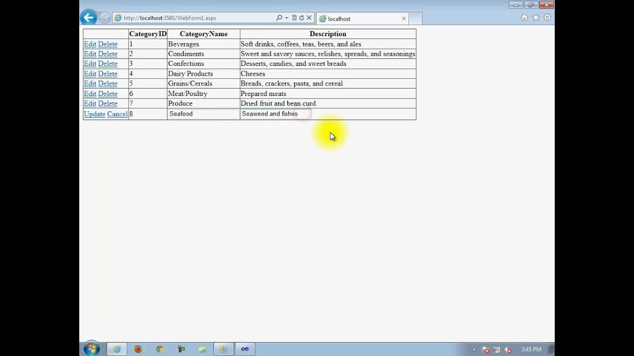 How To Perform Crud Operations Using Entitydatasource Entity Framework Youtube