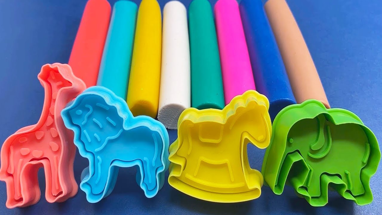 Learn 8 Colors Play Doh Modelling Clay With Wild Animals And Surprise ...