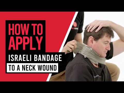 How to apply an Israeli (Emergency) bandage to a neck wound.