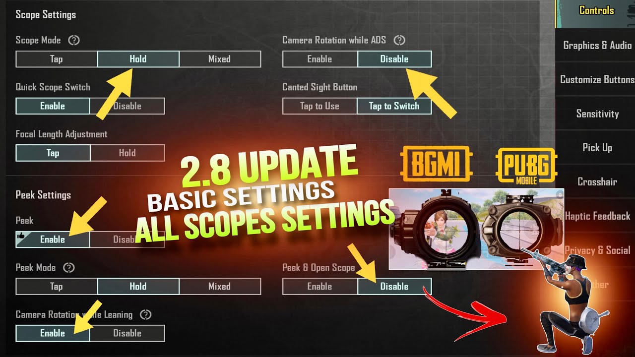 2.8 Update BGMI/PUBGm All Scope Settings 🔥| All basic settings guide in bgmi pubgm - YouTube