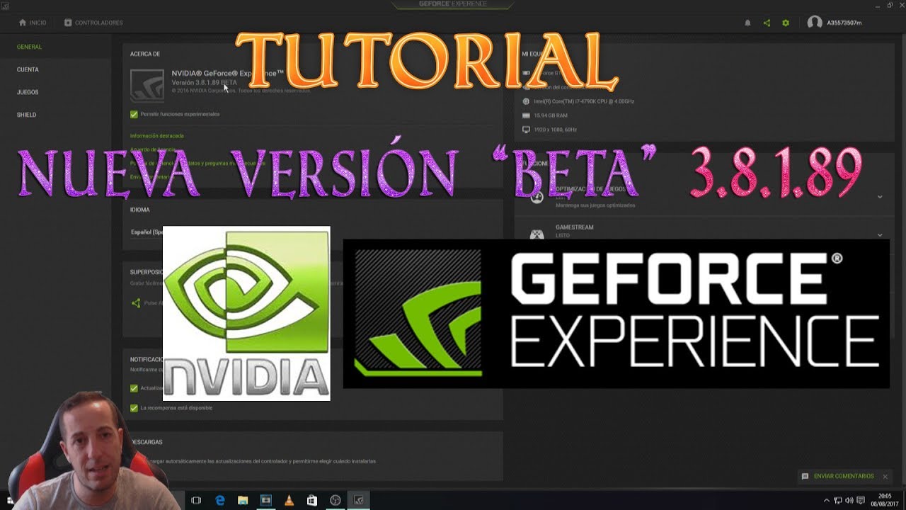 Nueva versión 3.8.1.89 "Beta" | Geforce Experience | Tutorial - YouTube