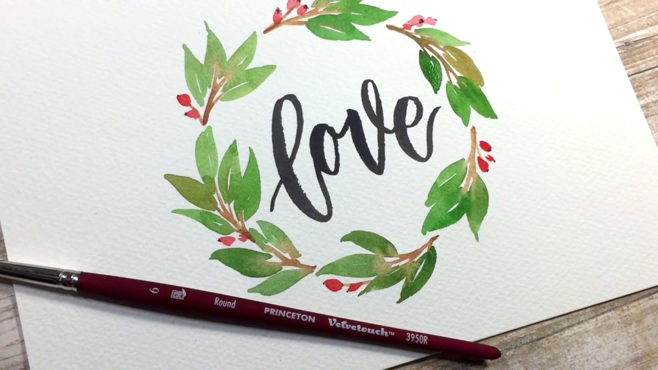 Watercolor Wreath/Calligraphy Tutorial by Jess Park - YouTube
