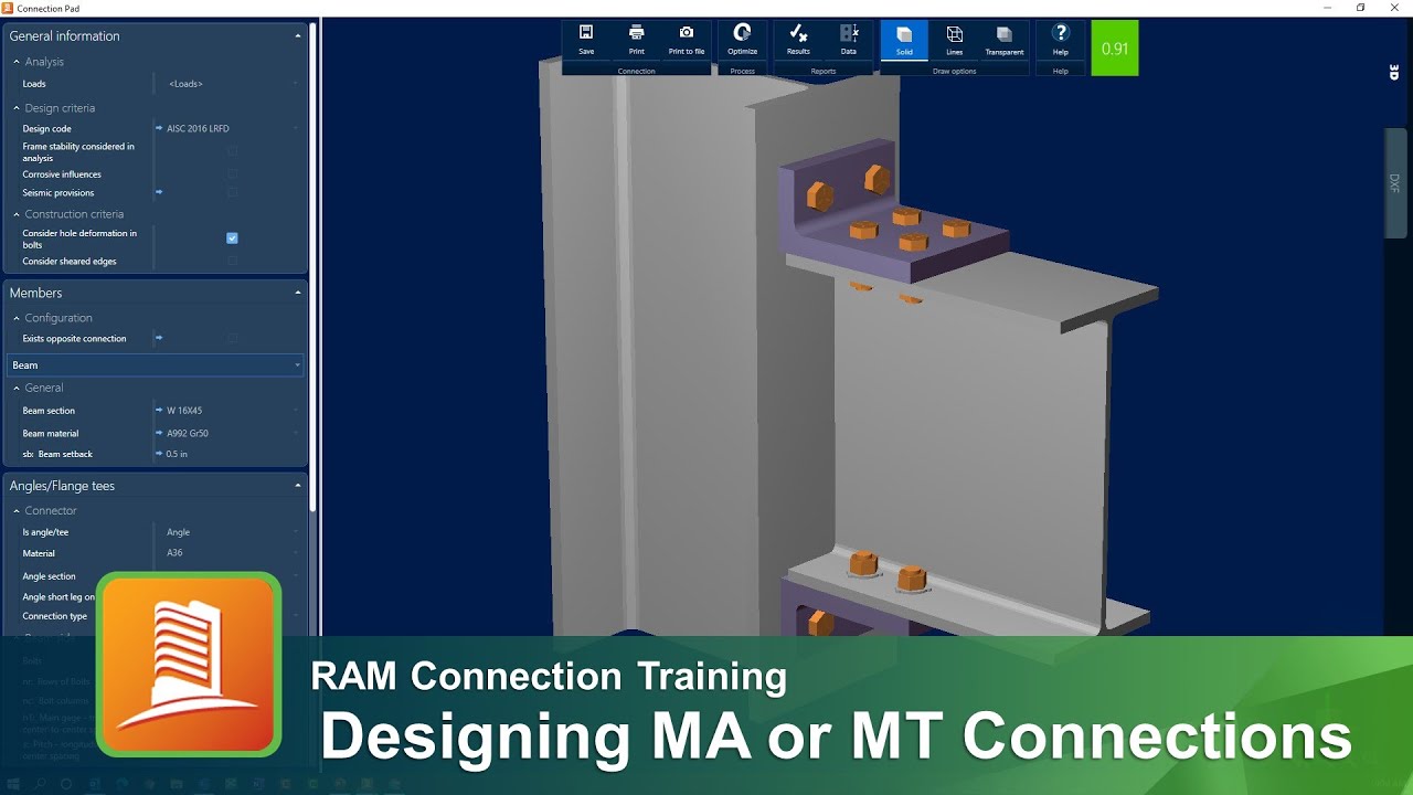 Designing Moment Angle/Tee (MA or MT) Connections in RAM Connection ...