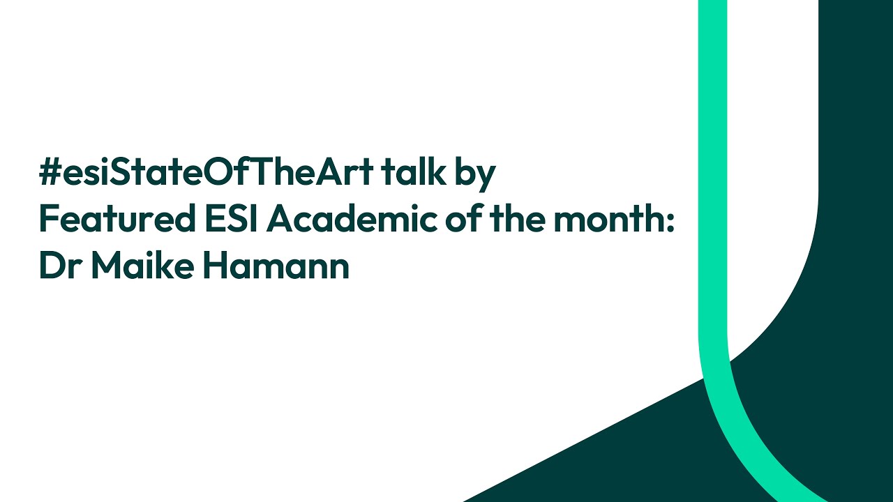 #esiStateOfTheArt talk by Featured ESI Academic of the month: Dr Maike Hamann - YouTube